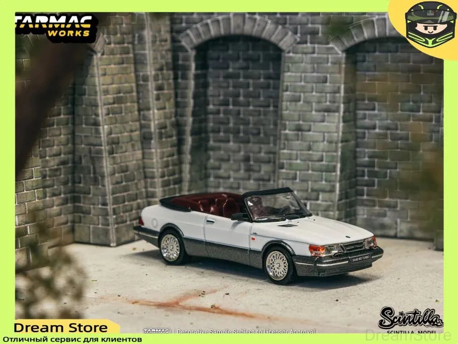 Машинка Tarmac works 1/64 Saab 900 Turbo Convertible White Литой под давлением автомобильной модели