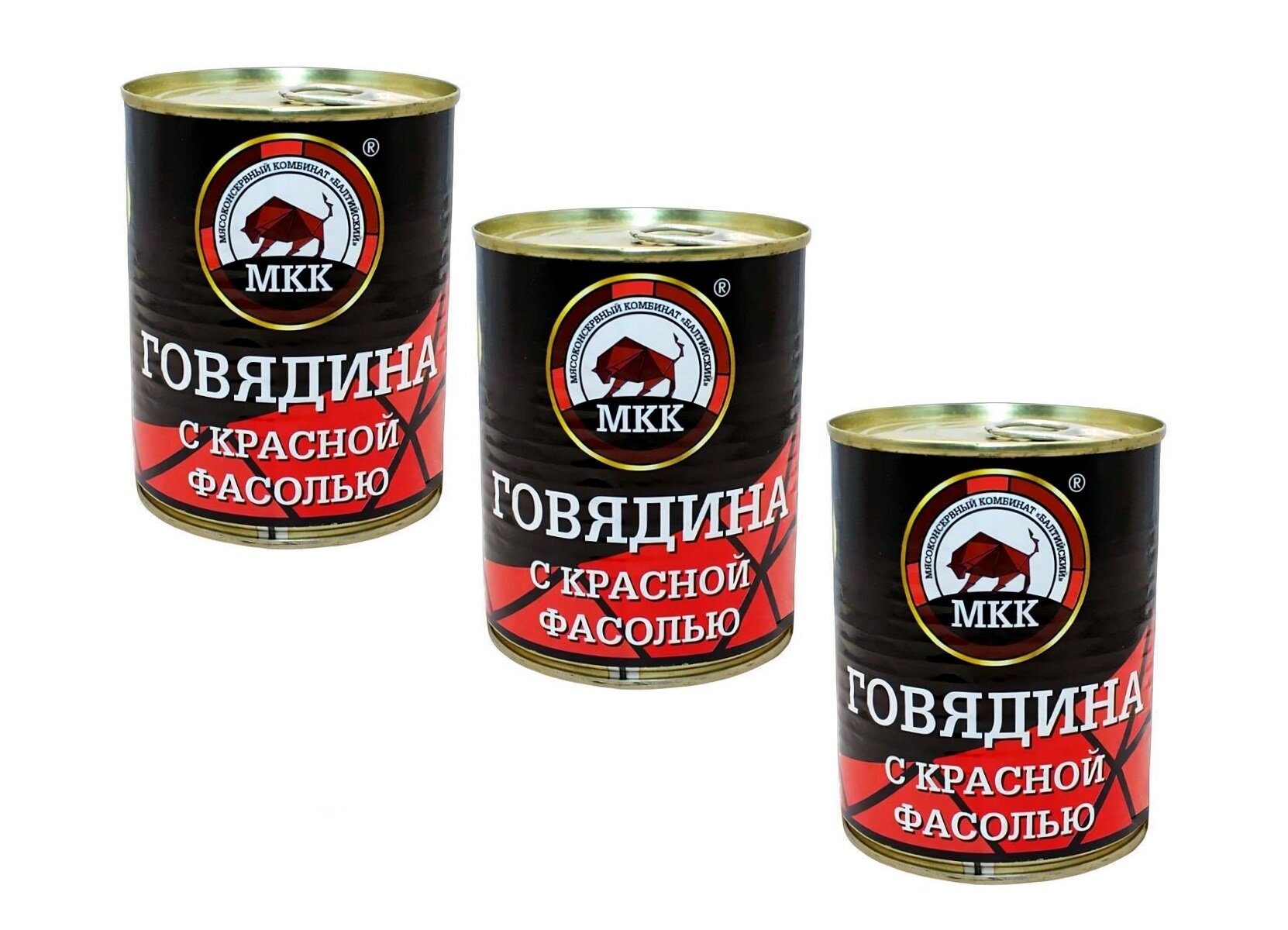 Говядина с красной фасолью МКК Балтийский 3 шт х 340 гр, жестяная банка