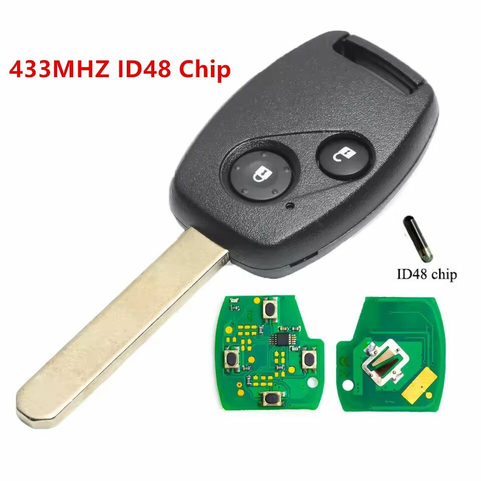 Ключ зажигания 2 Кнопки 433 МГц ID46/8E/ID48 для Honda Accord Element CR-V HR-V Fit Insight City Jazz Odyssey Civic Stream