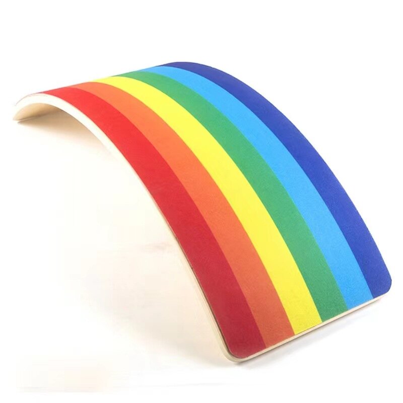 Детская развивающая доска-качалка, деревянная радужная балансировочная доска для улицы, изогнутая балансировочная доска для йоги и сенсорной тренировки.