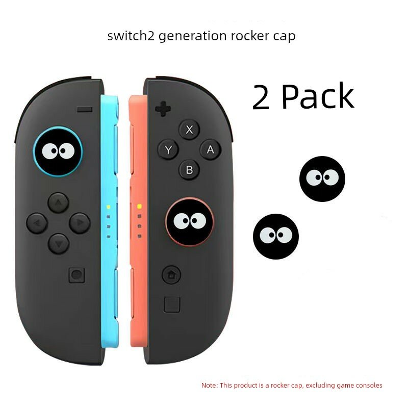 Набор из 2 шт. силиконовых накладок в виде маленьких угольных глаз для Nintendo Switch 2 (NS2) - защитный комплект
