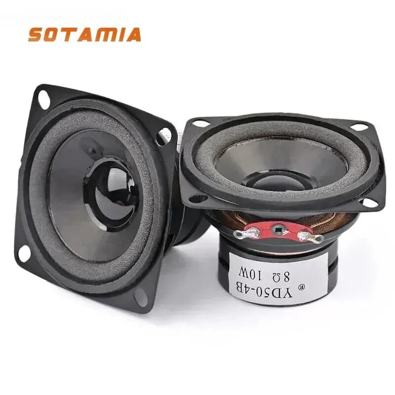 SOTAMIA 2шт 2-дюймовый Портативный аудиодинамик 8 Ом, 10 Вт, Мини-Полнодиапазонный динамик, Мультимедийный музыкальный динамик для домашнего кинотеатра