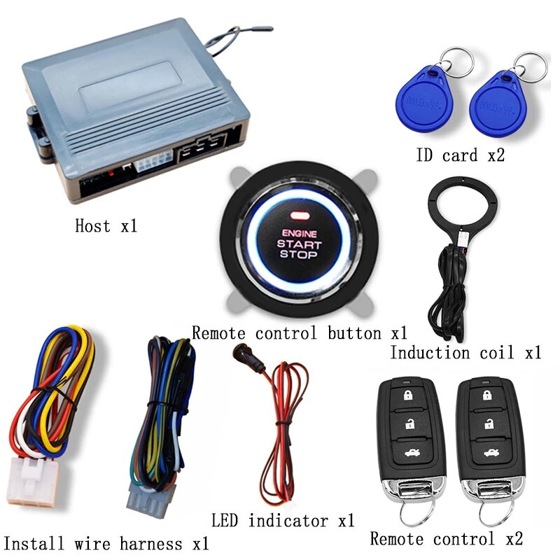 Система автозапуска двигателя с RFID, 2 пульта, черный