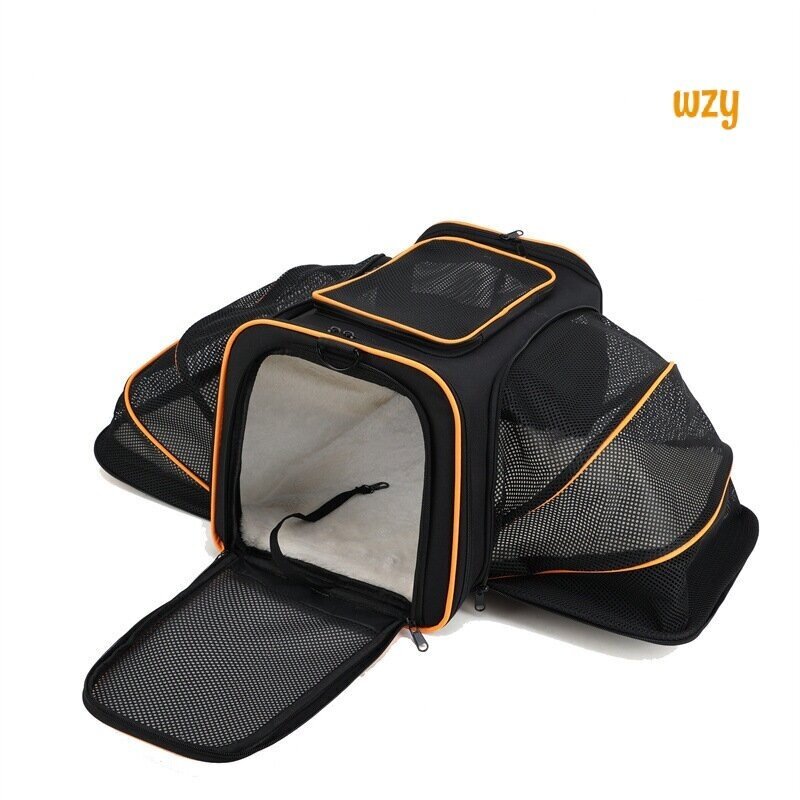 Сумка для кошек "Black&Orange", портативная, рюкзак, расширяемая, для прогулок