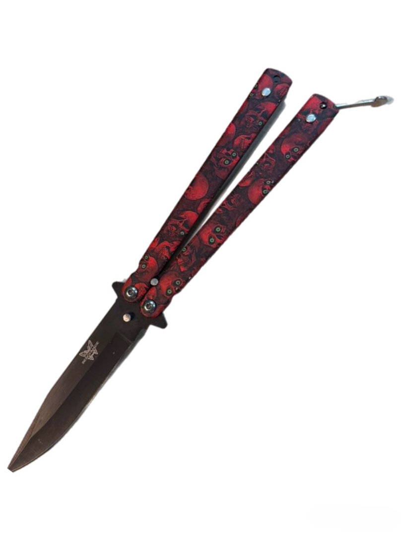 Нож складной туристический, походный бабочка красный нержавеющая сталь