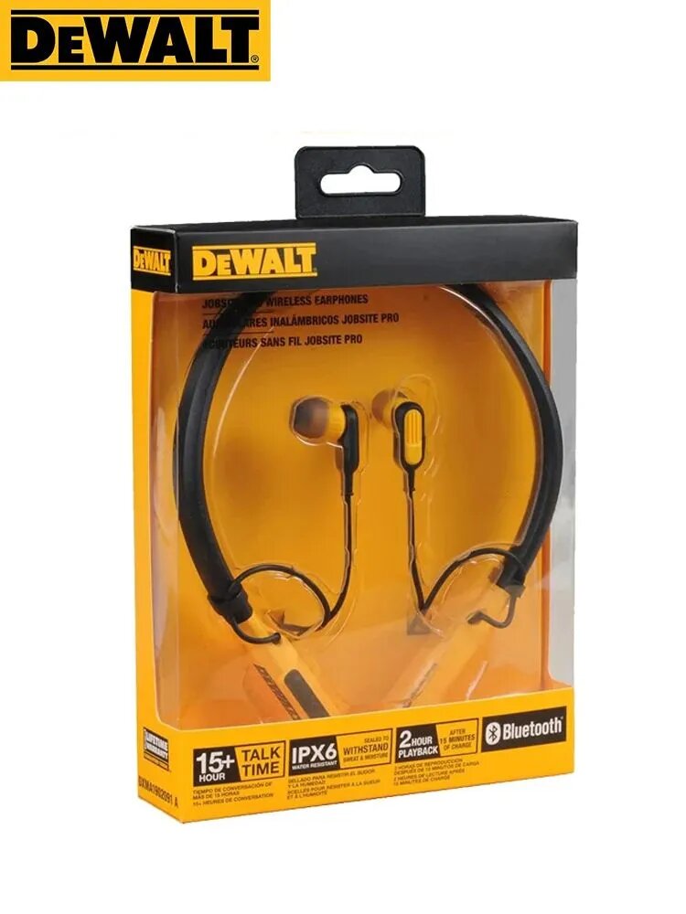 DeWalt Наушники беспроводные с микрофоном, желтый, черный