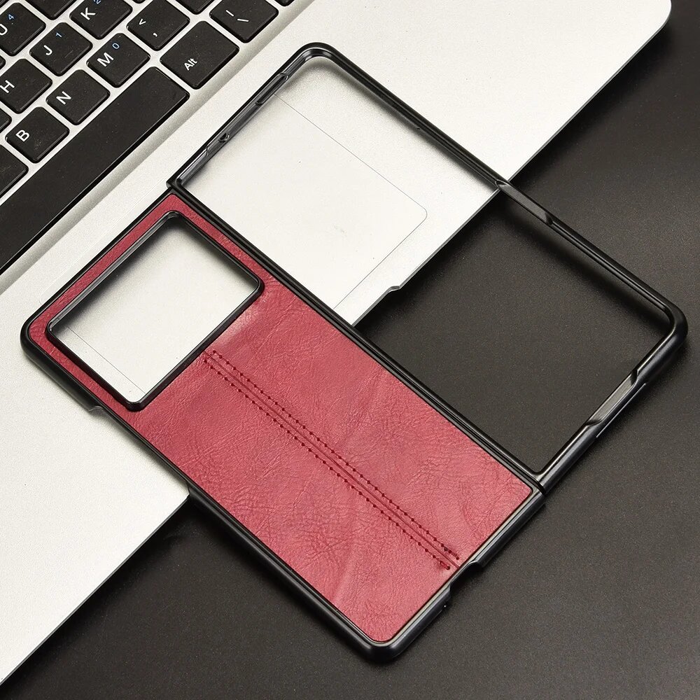 Кожаный чехол для Tecno Phantom V Fold 2, бордовый