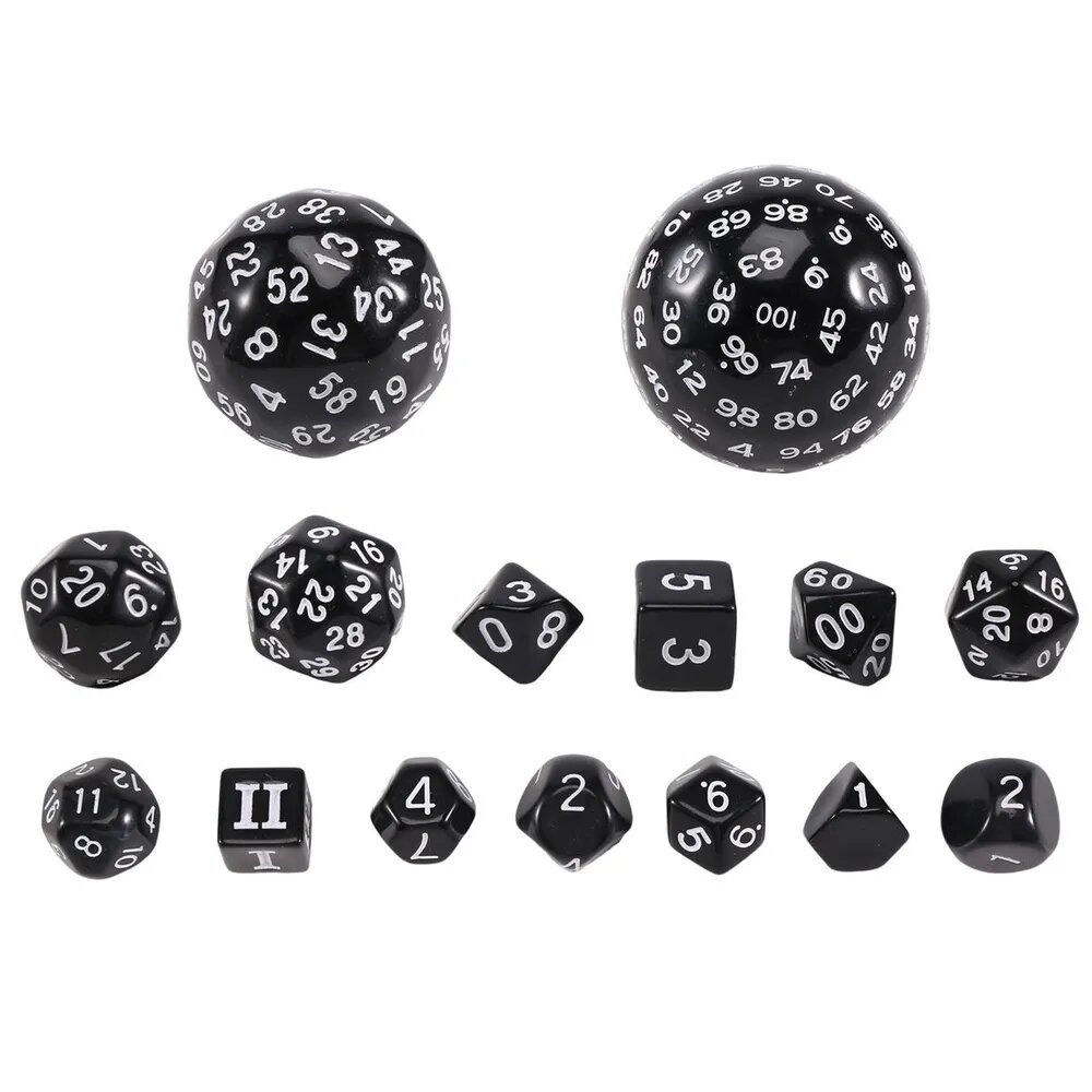 Полный набор из 15 многогранных игральных костей DND D3-D100, сферический набор, 100 граней для ролевых настольных игр