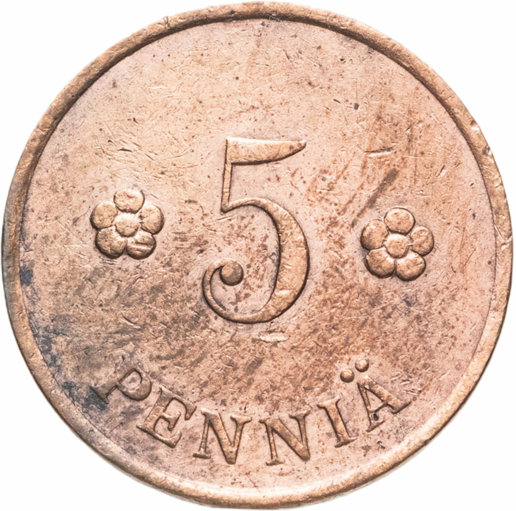Финляндия 5 пенни pennia 1929, Медь, в сохранности VF