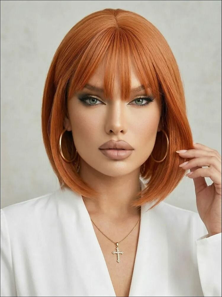 Парик Eclida, искусственный, рыжие волосы, с челкой, женская модель