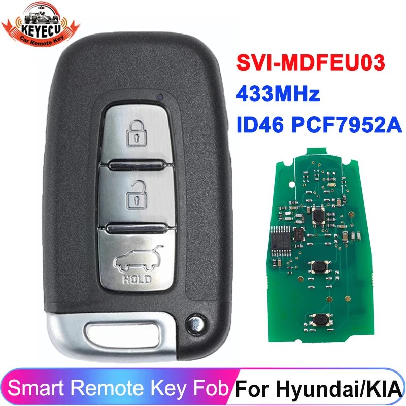 KEYECU SVI-MDFEU03 для HYUNDAI Tucson ix35 Accent Veloster Sonata Solaris Santa Fe Verna i45 i30 433 МГц ID46 Smart Key Remote