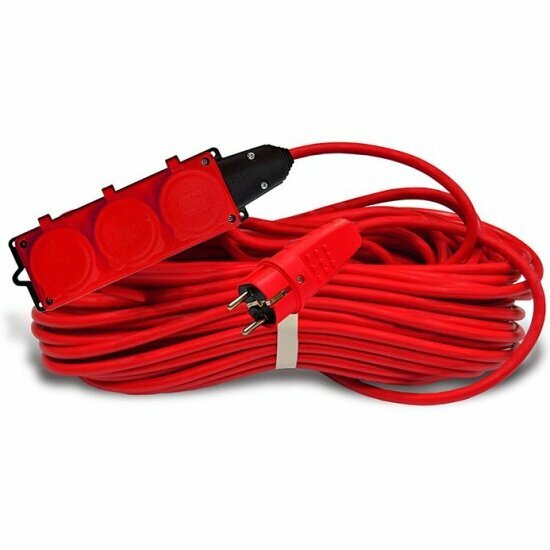 Удлинитель Domtok 3х30м с заземл. 16А IP44 3.5кВт КГ 3х1.5 с защ. крышкой арктик морозостойкий, 2601