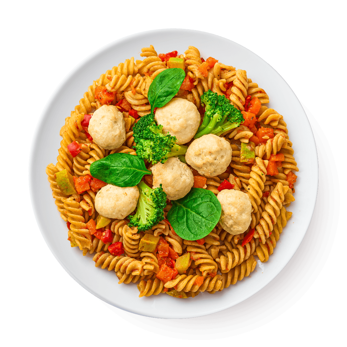 Паста цельнозерновая с овощным рагу и фрикадельками из курицы и индейки «Из Лавки»