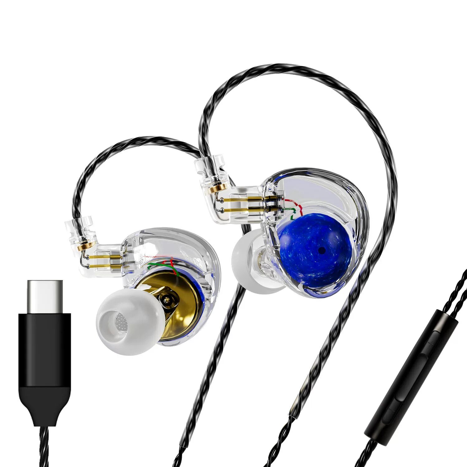 ND Planet HIFI Проводные наушники с заменяемым кабелем, разъем Type-C, с микрофоном, прозрачный цвет