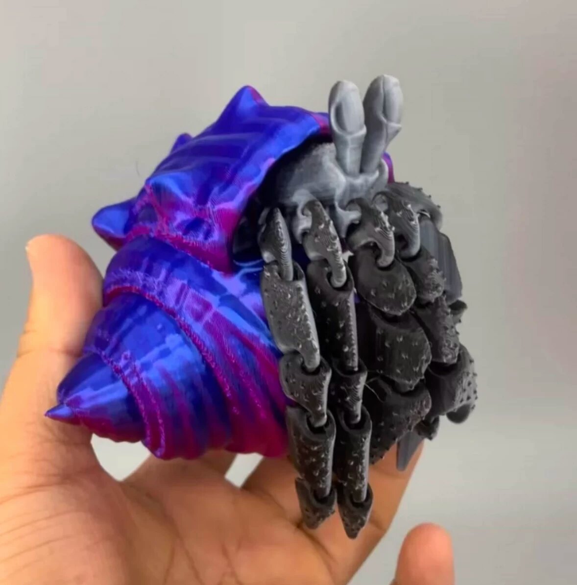 3D-печатная фигурка краба-рентгена с многосуставной подвижностью, длина 14 см, черный краб с сине-фиолетовой раковиной