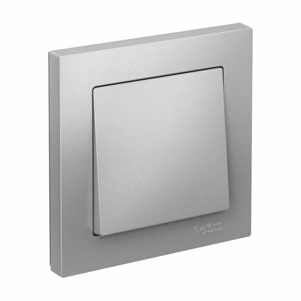 Выключатель 1-кл. СП AtlasDesign 10А IP20 (сх. 1) 10AX в сборе алюм. SE ATN000312