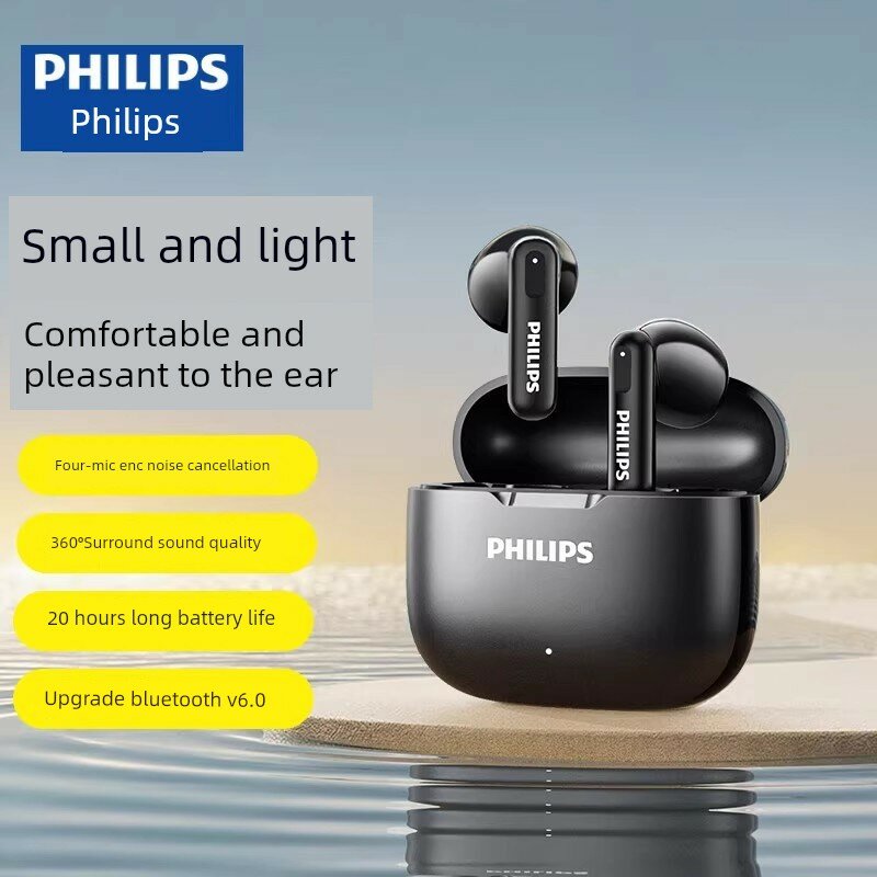 Philips TAT1420 беспроводные наушники с четырехмикрофонным ENC шумоподавлением, объемным звучанием 360° и Bluetooth 6.0