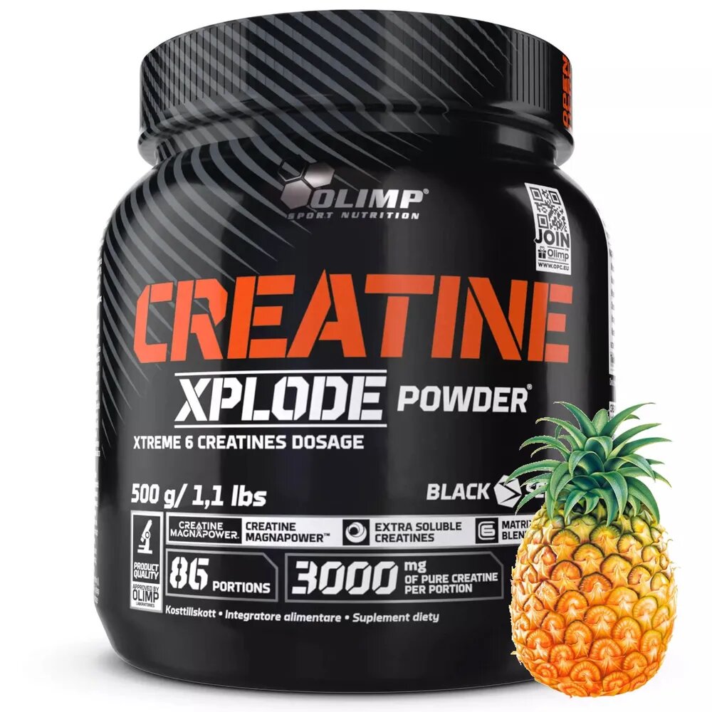 Креатиновый комплекс с таурином, порошок 500г со вкусом ананаса. Olimp Sport Nutrition Creatine Xplode Powder