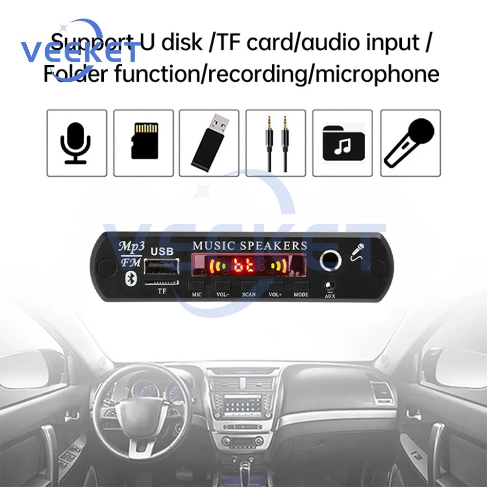 MP3 Bluetooth Музыкальный Декодер Модуль JQ-D163BT Черный — фото 1