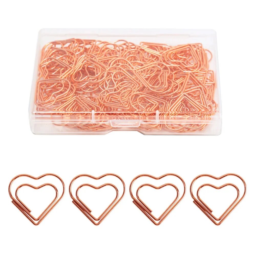 Скрепки для бумаги сердце Rose Gold, 100 шт