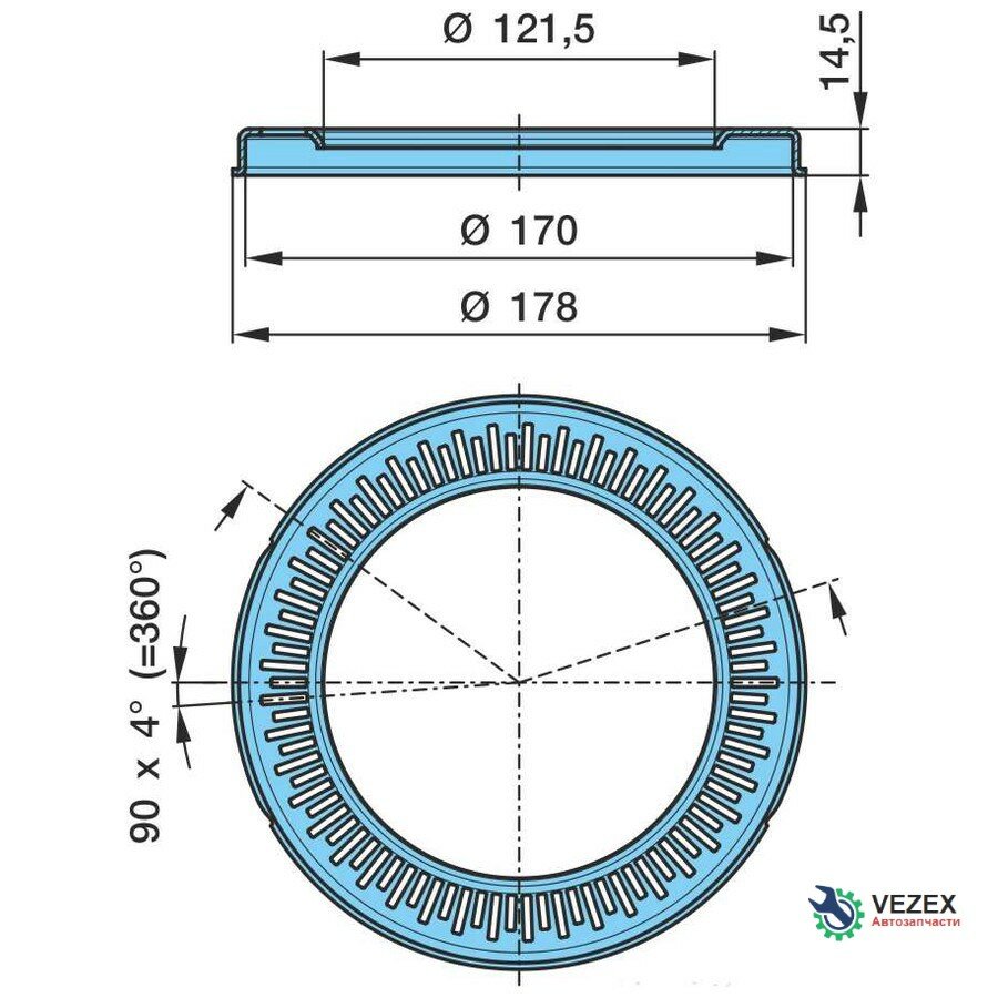 BPW 0331008570 кольцо ступицы! ABS z=90 121.5x170/178x14.5 \BPW