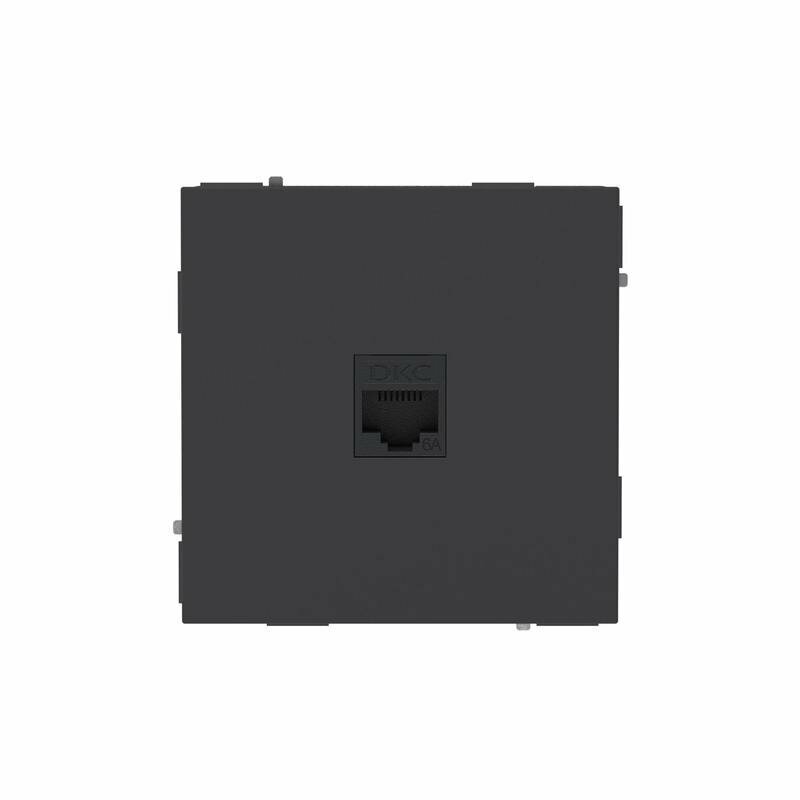 Розетка компьютерная 1-м KANT RJ45 кат.6A без шторки черн. уголь DKC 7012673