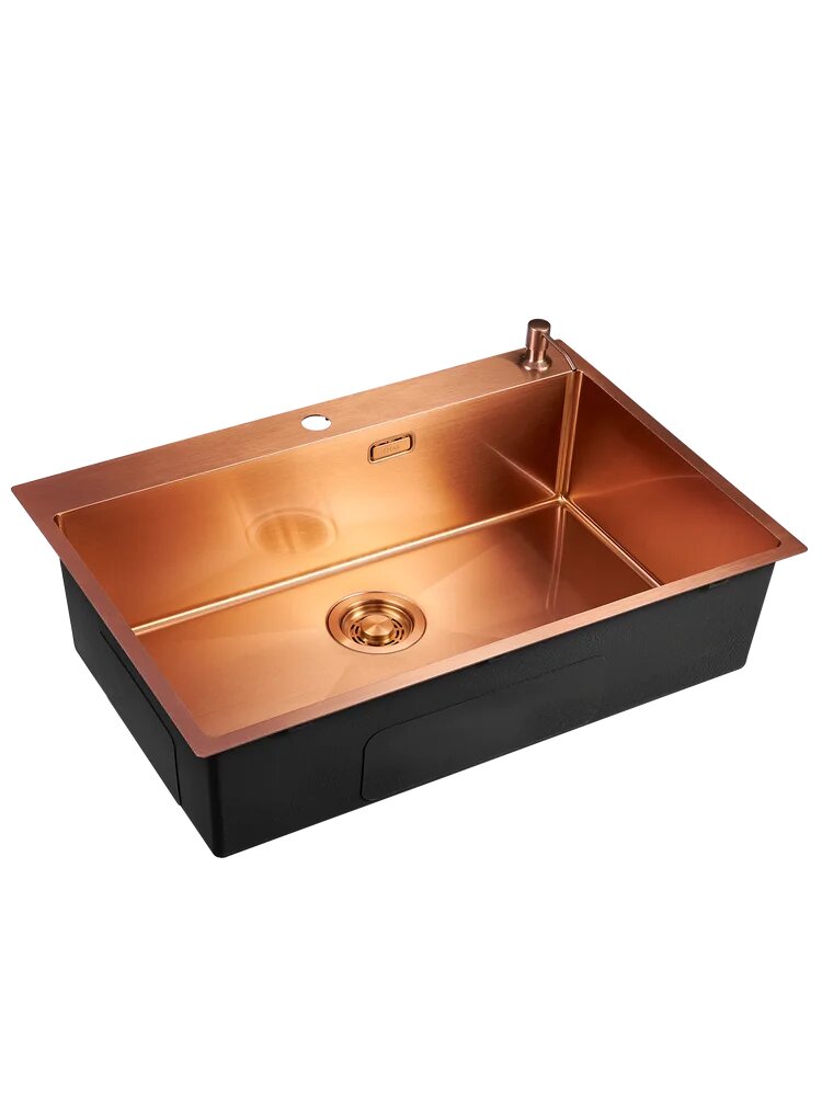 Мойка кухонная Emar PVD A EMB-125A PVD Nano Coppery металлическая, 74x50, прямоугольная, мойка для кухни, российская
