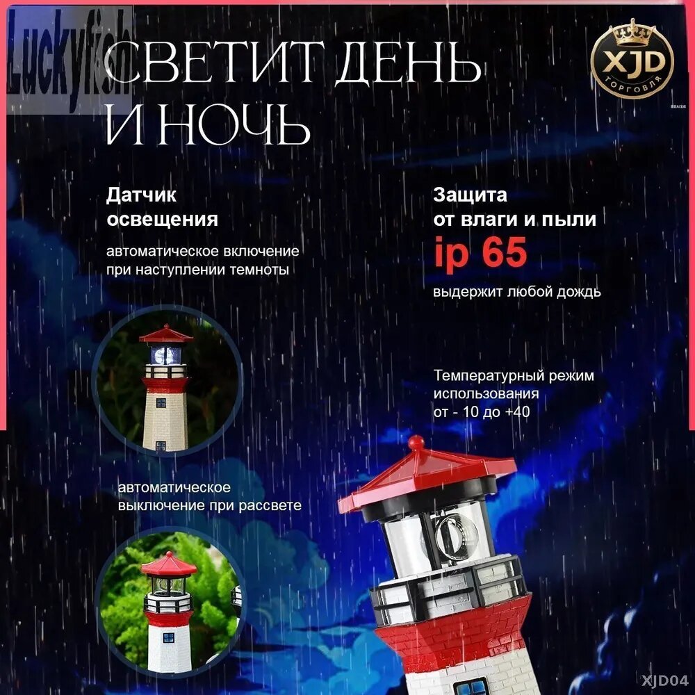 Фигурка садовая Маяк 28 см, полистоун, смола, подсветка — фото 1