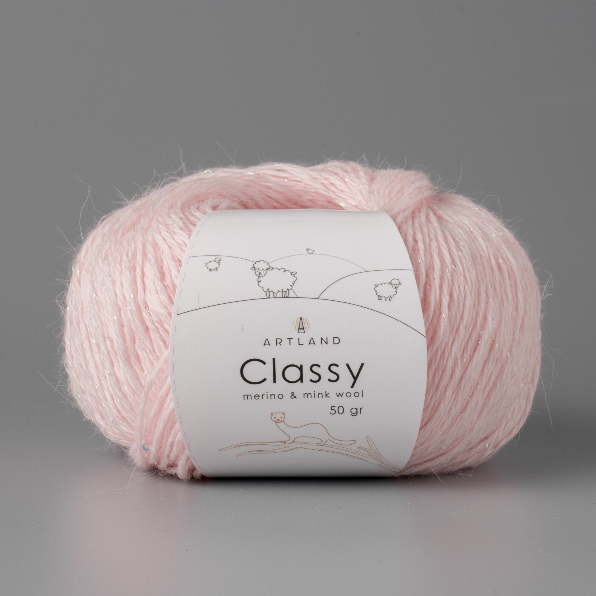 Пряжа для вязания Artland Classy 2 мотка (240 м, 50 гр), цвет 01 нежно-розовый