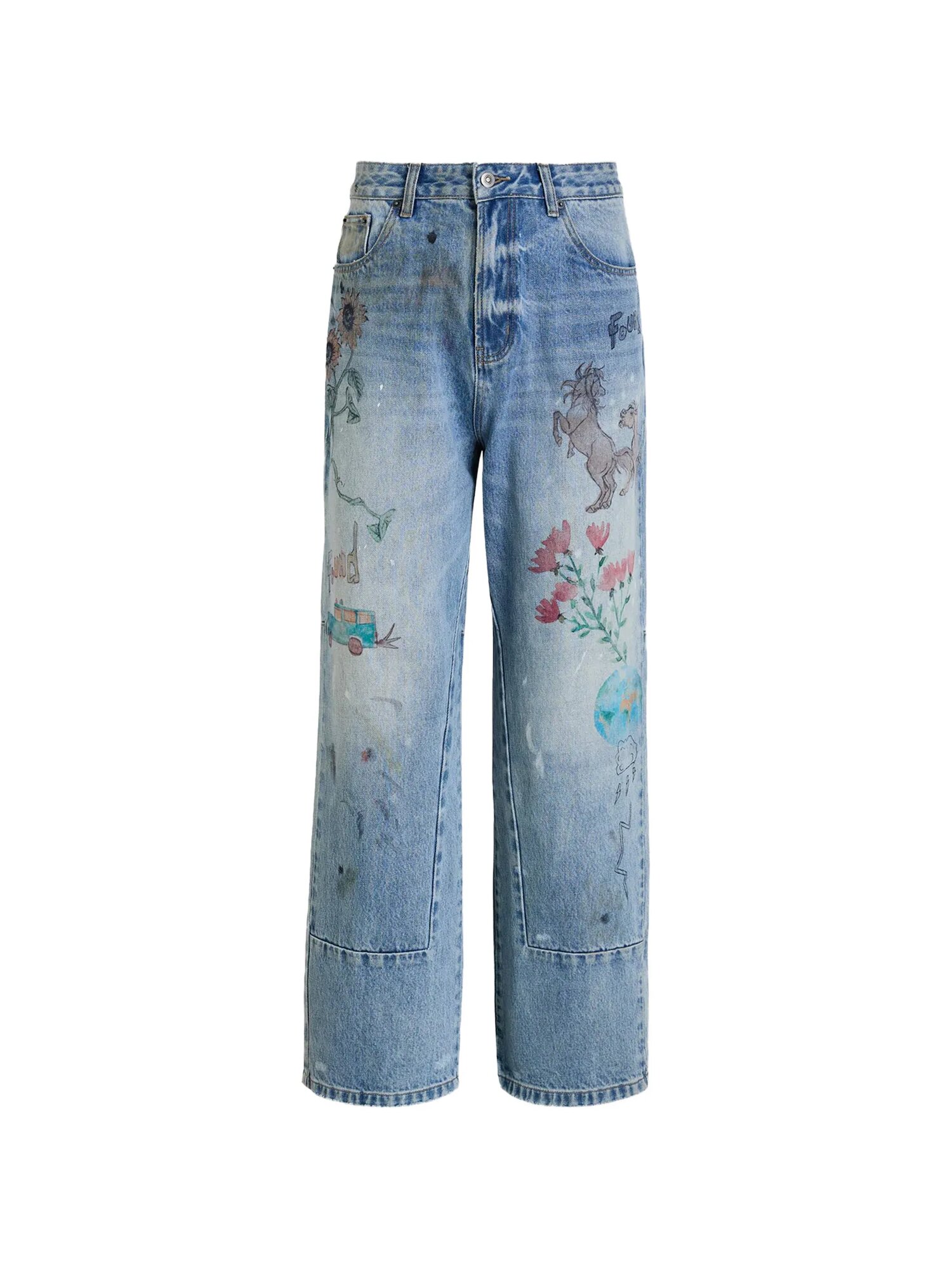 Джинсы Graphic-print panelled jeans 