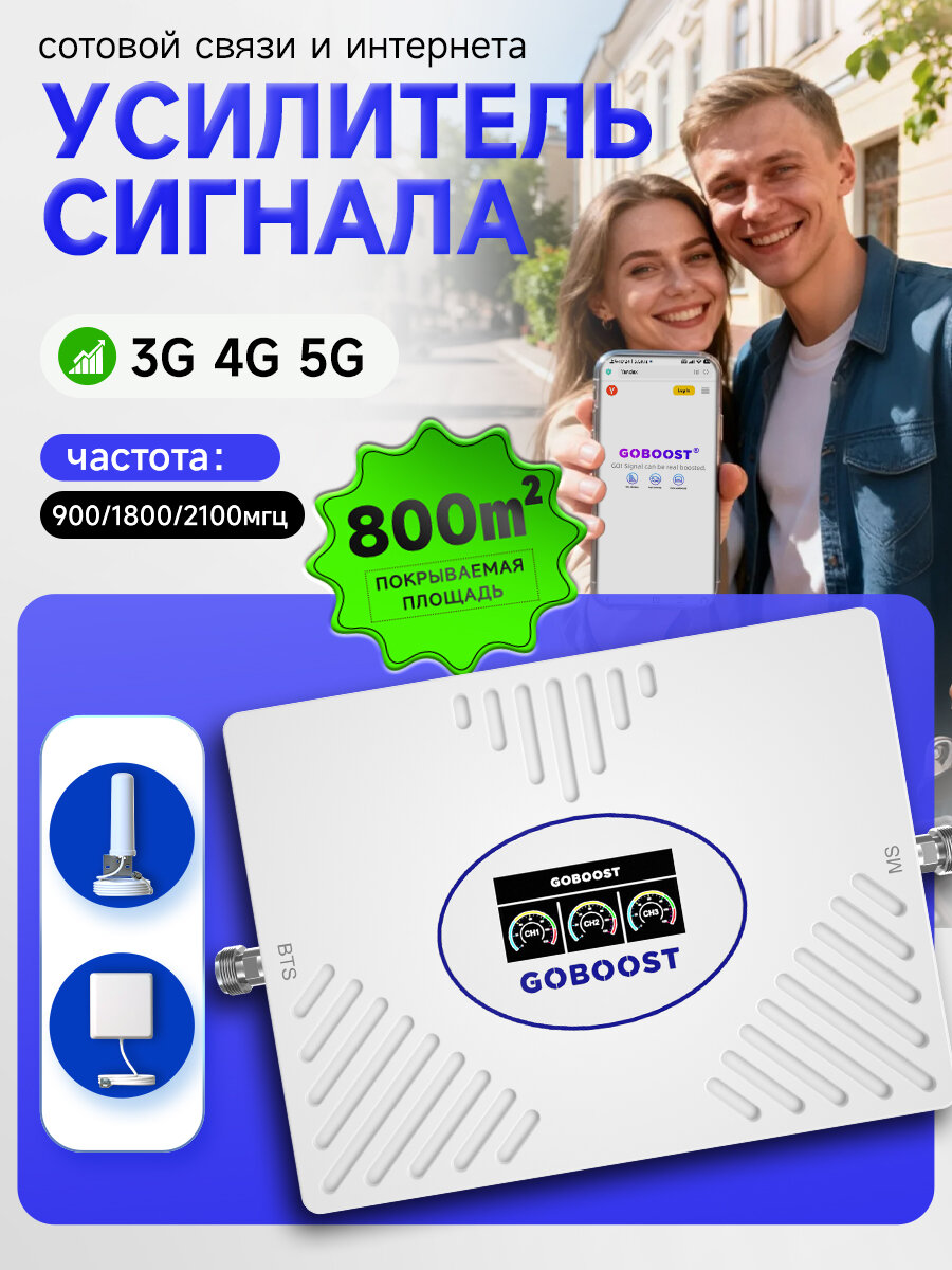 Усилитель сотовой связи-телефона 2G, 3G, 4G и 5G, 900 - 1800-2100 МГц -усилитель gsm сигнала