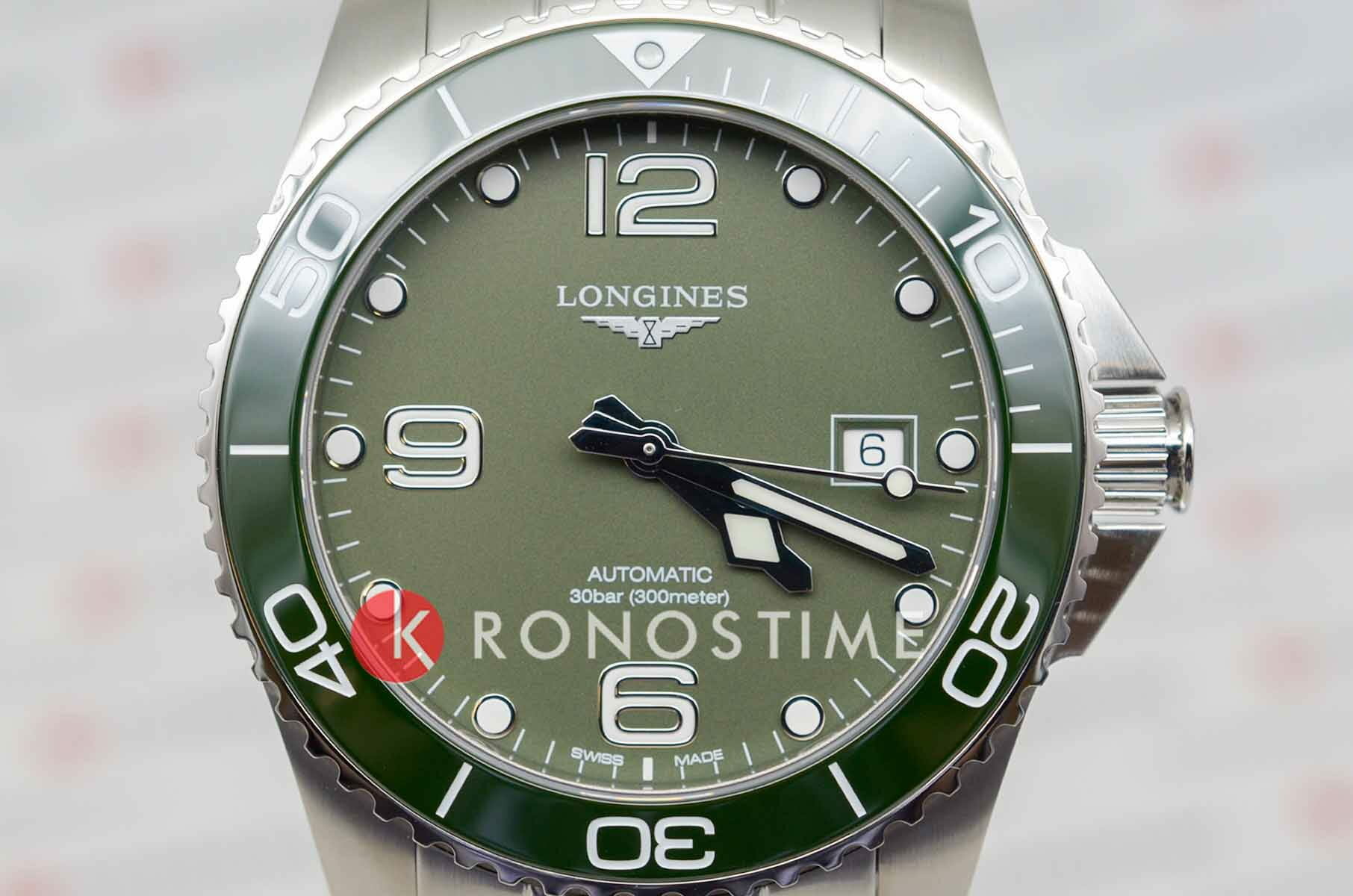 Наручные часы LONGINES, серебристый/зеленый — фото 1