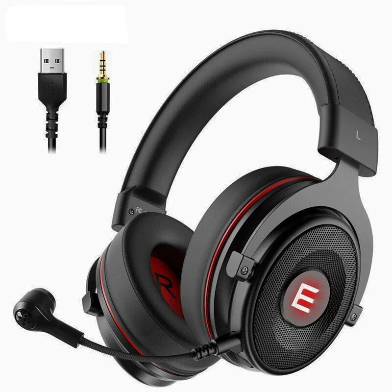 Игровая гарнитура с 7.1-канальным звуком, USB и шумоподавлением ENC для ПК и Xbox — Черно-красная