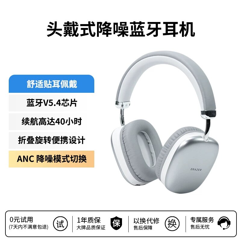 Серебристые беспроводные наушники EM-Z02 Pro с активным шумоподавлением, пространственным звуком, чипом Bluetooth 5.4 и