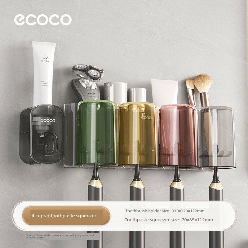 Набор для ванной комнаты ecoco: антибактериальный настенный держатель для зубных щеток и пасты, без сверления, с чашкой