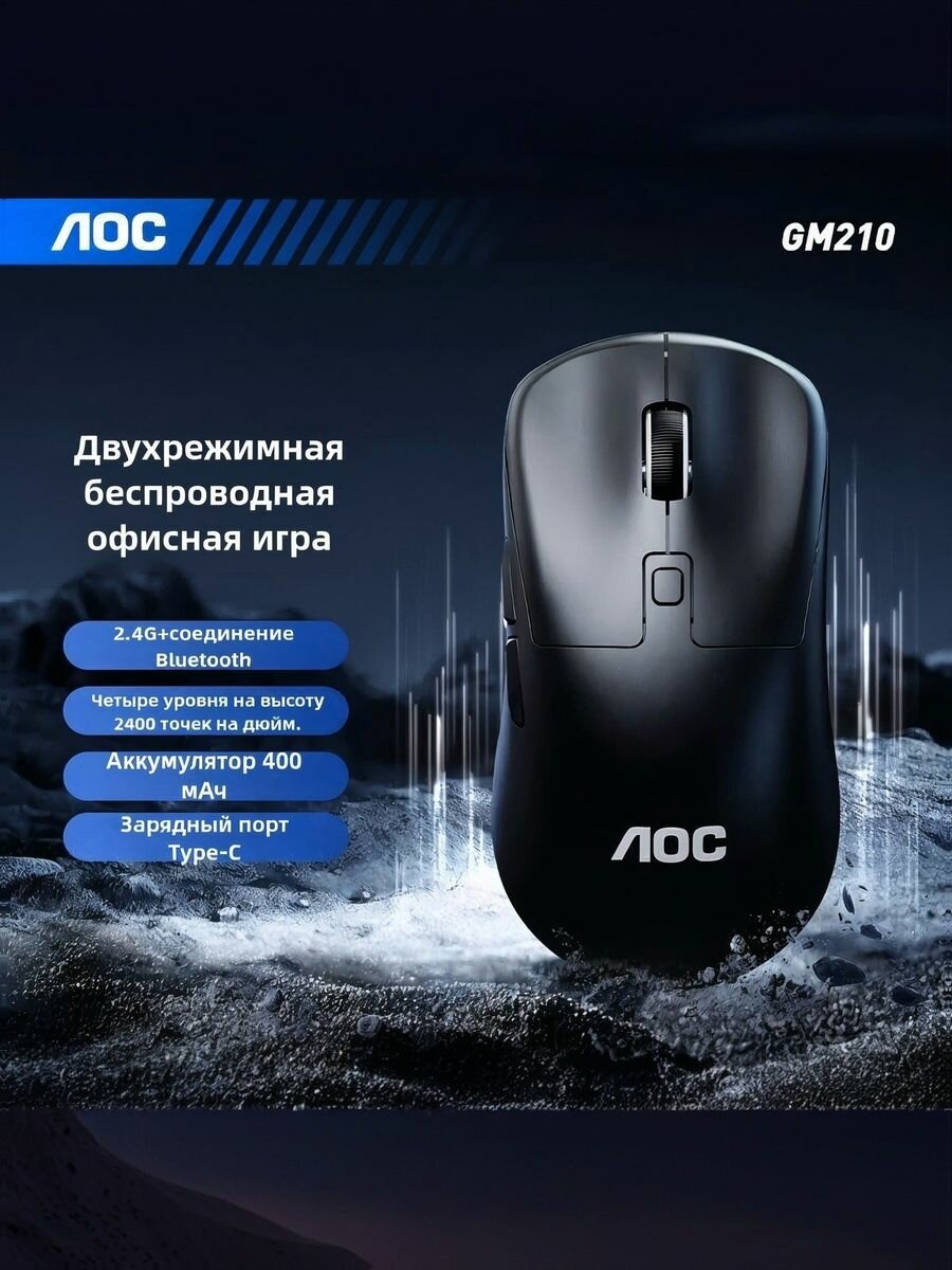 Мышь беспроводная компьютерная игровая (Bluetooth, 2.4G), праворукая