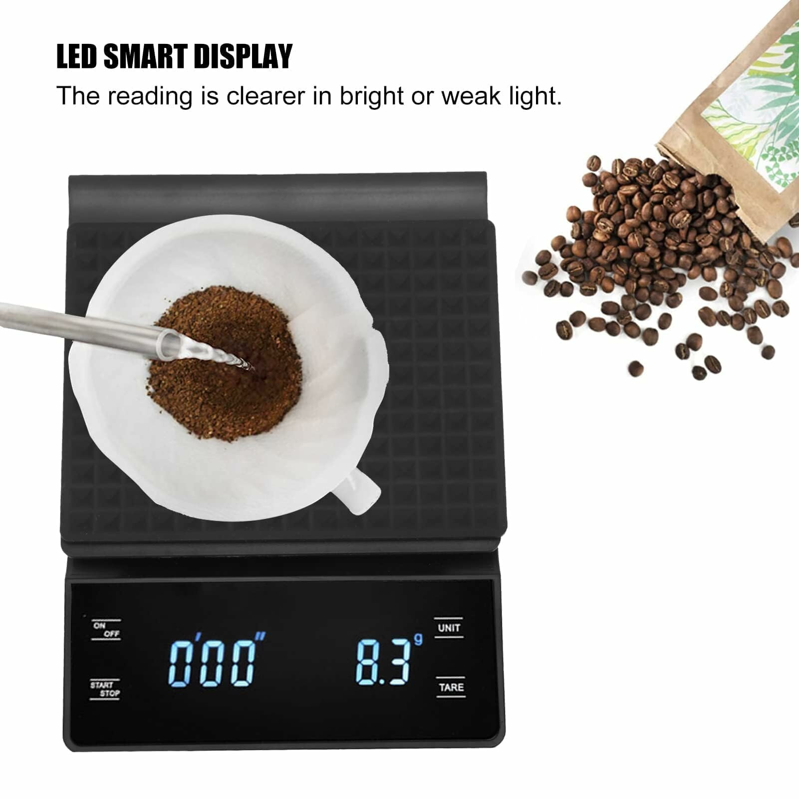 Весы кухонные/кофейные Coffee Scale EK6012, до 3 кг, Таймер, Черный
