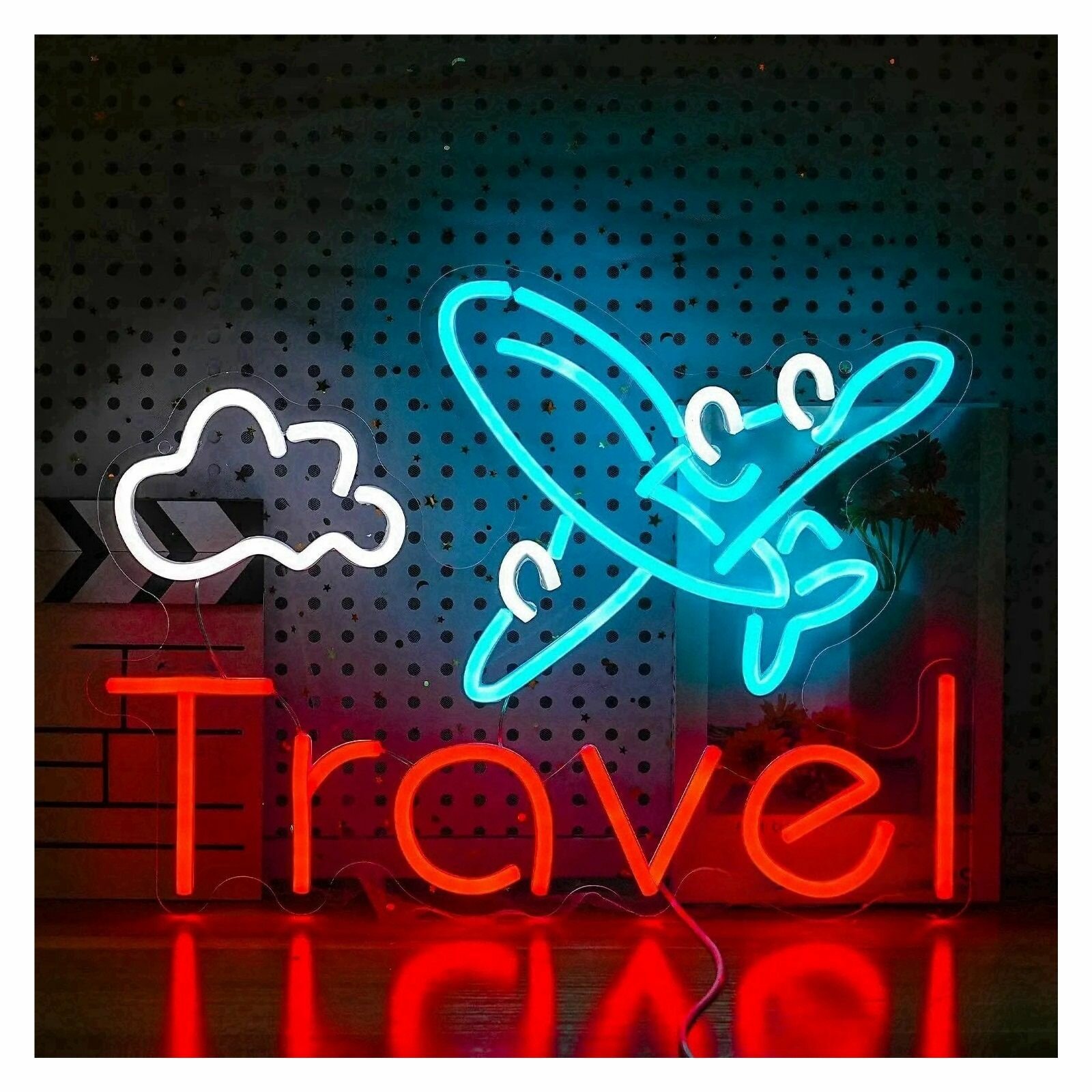 Travel Самолет Неоновая Вывеска 40смх29,5см