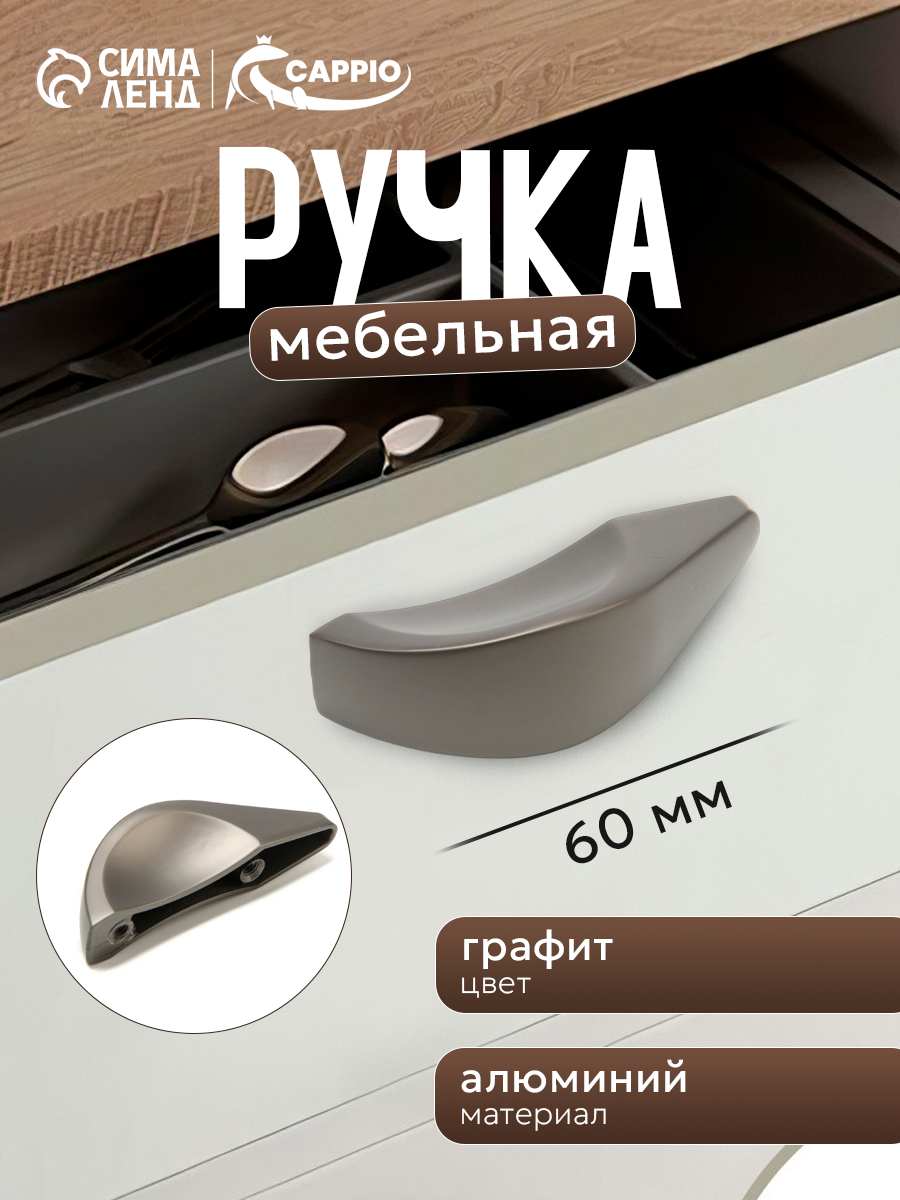 Ручка-скоба CAPPIO RSC029, металл, винтовое крепление, 32мм, графит