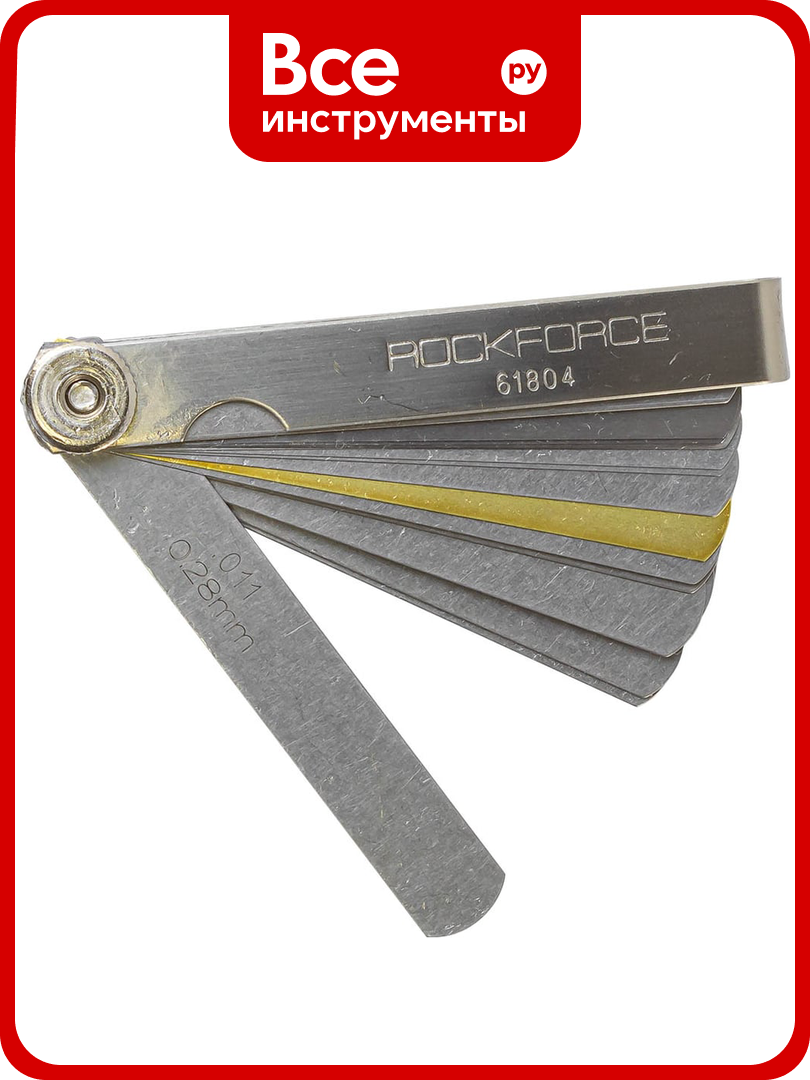 Набор щупов Rockforce из 32 предметов для измерения зазоров, плоские стальные щупы, длина 185 мм, ширина 40 мм, высота