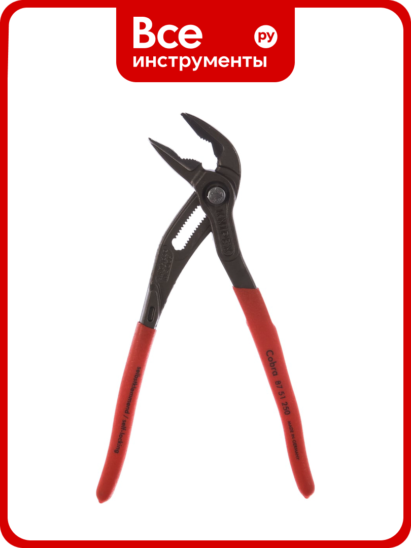 Универсальные переставные клещи KNIPEX кобра ES KN-8751250 с шестигранным хвостовиком