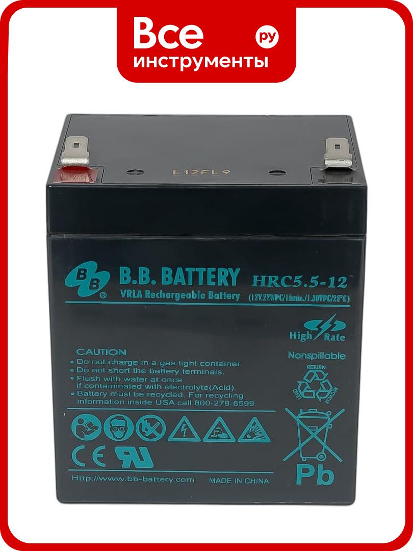 Аккумуляторная батарея 12 В, 5 Ач BB Battery HRC 5.5-12