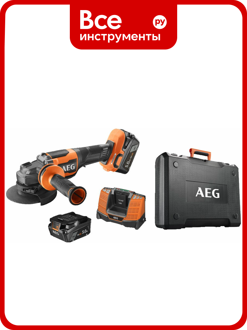 Углошлифмашина AEG BEWS18-125BLPX2-502C 125 мм, 18В 4935480858