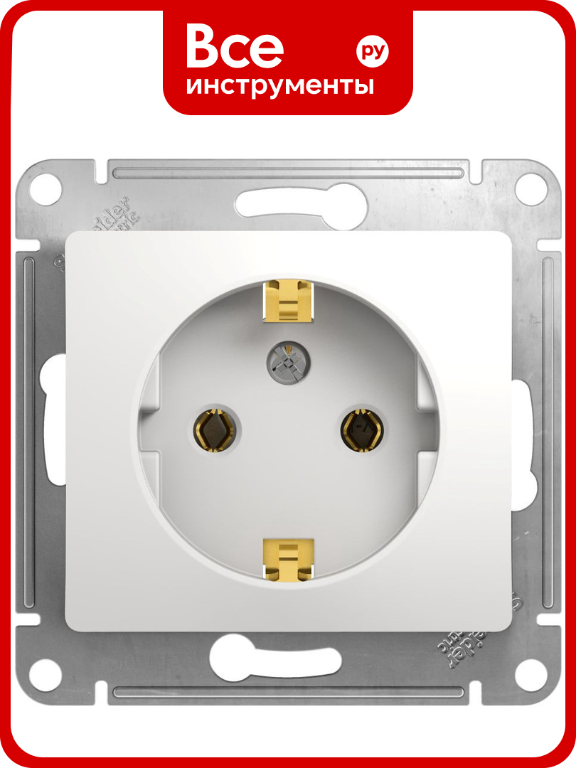 Механизм розетки Systeme Electric 1-м GLOSSA с заземлением, белая SchE GSL000143