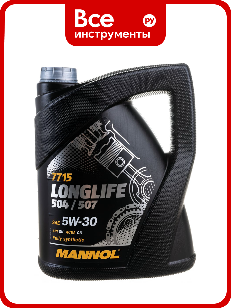 Синтетическое моторное масло MANNOL LONGLIFE 504/507 5W-30 5 л 7001 эффективной работы