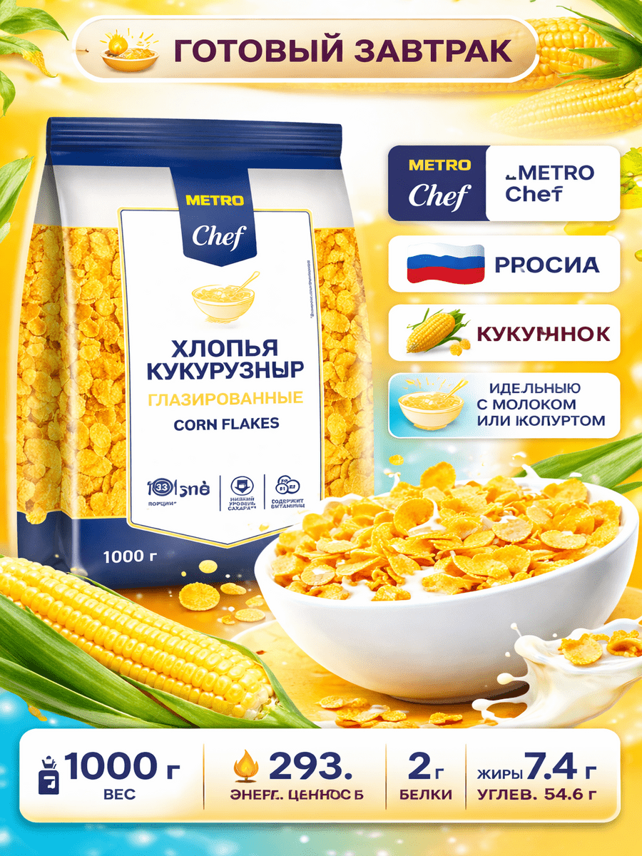 METRO Chef Готовый завтрак Хлопья кукурузные глазированные, 1кг