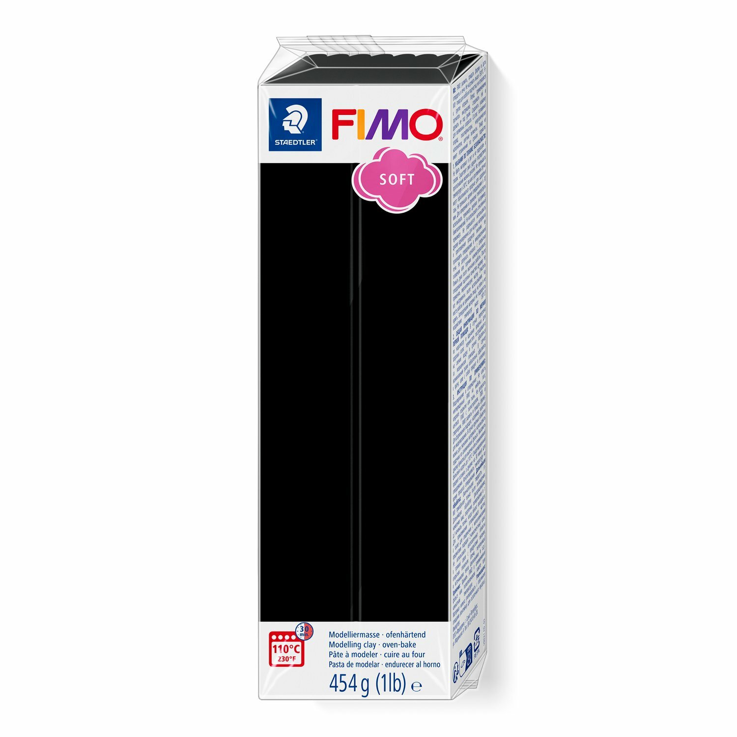 Полимерная глина FIMO Soft, для лепки и запекания, 454 г, цвет черный