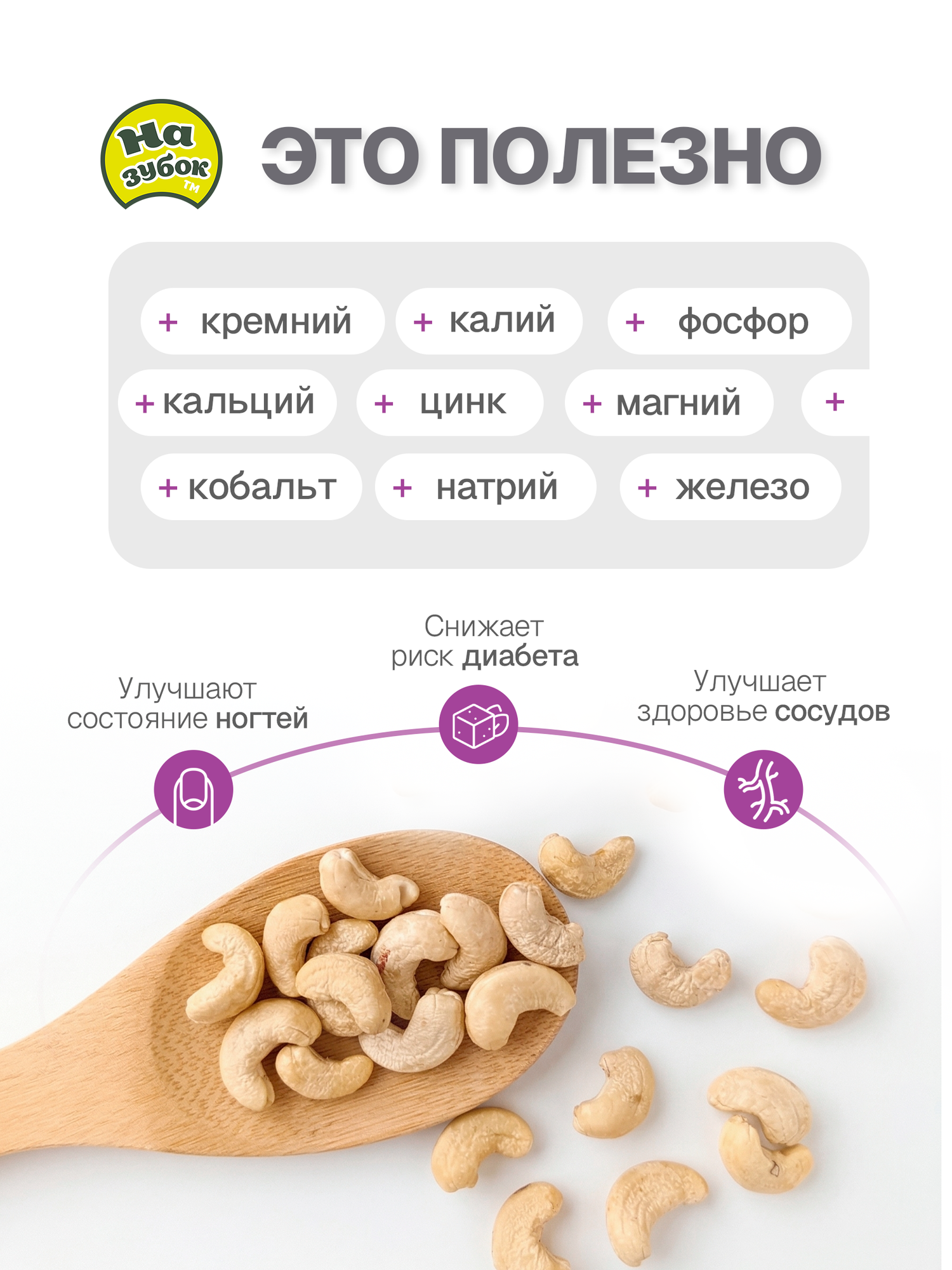 Кешью "На зубок", сырой, необжареный, без глютена, натуральный, 1 кг — фото 1