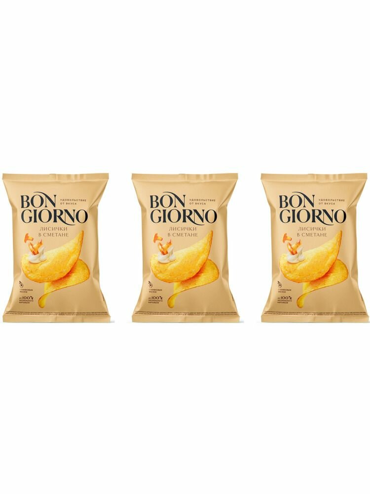 BON GIORNO Чипсы лисички в сметане, 120 г, 3 шт