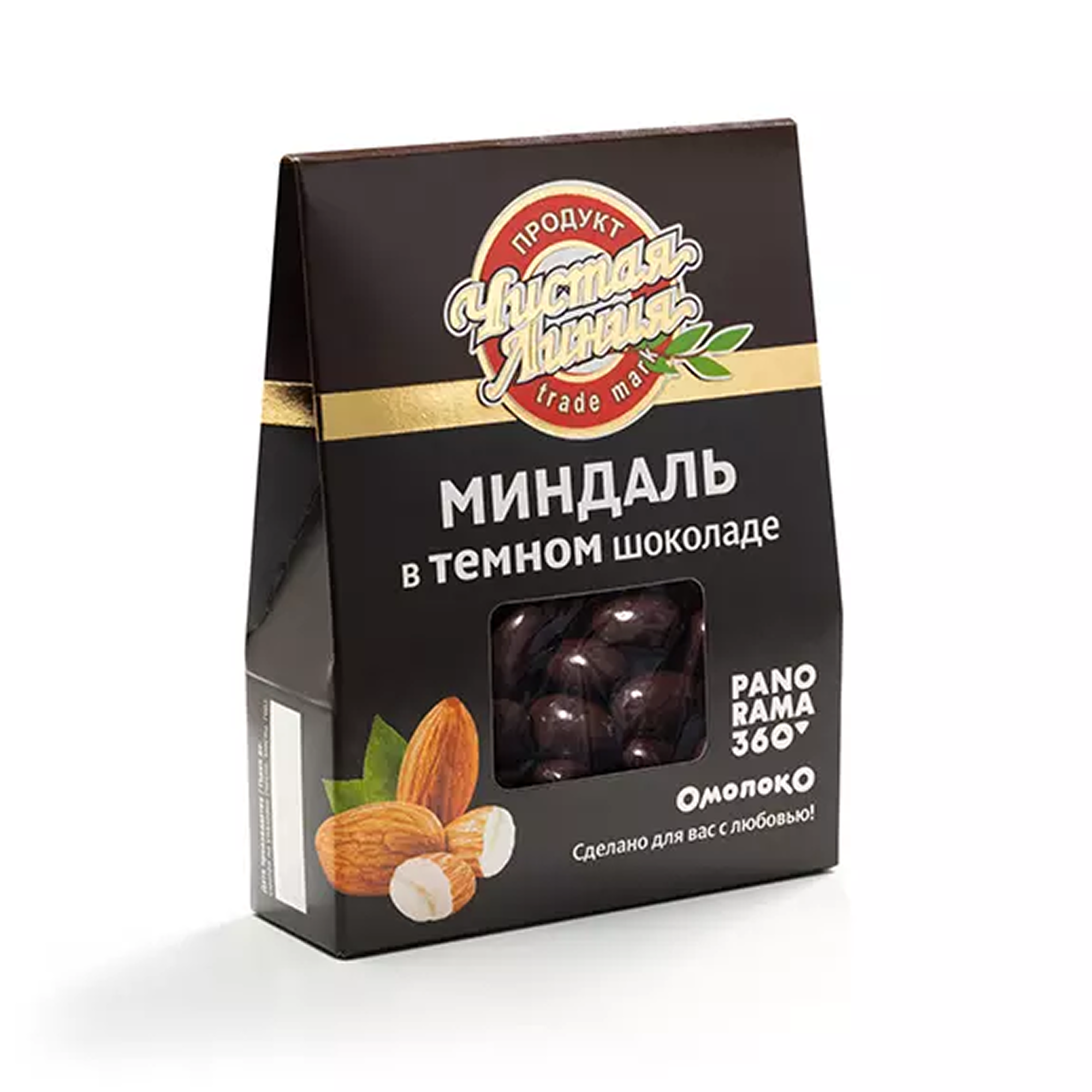 Драже Чистая Линия "Миндаль в темном шоколаде", натуральный продукт, 100 г